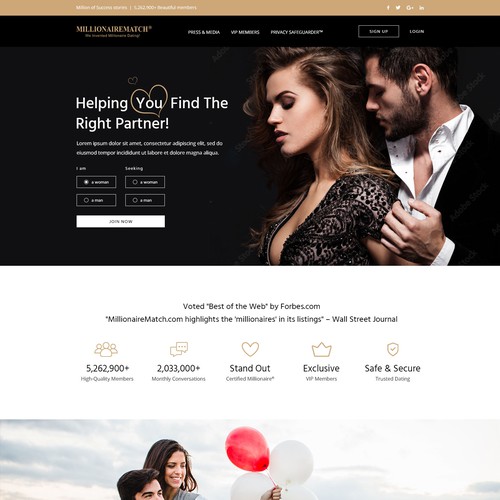 Designs | Need a very luxury design for our dating site homepage | Web ...