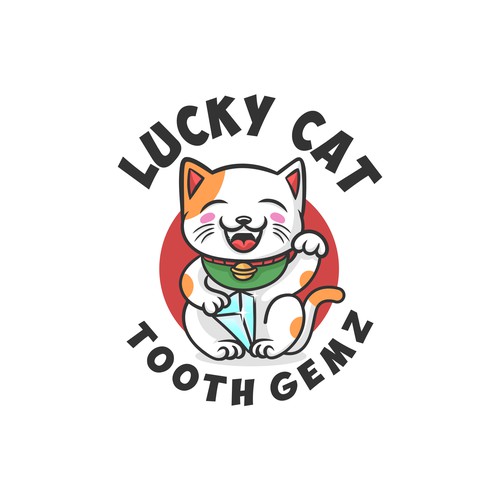 Designs | Lucky Cat Tooth Gemz illustration for a tooth jeweler! | Logo ...