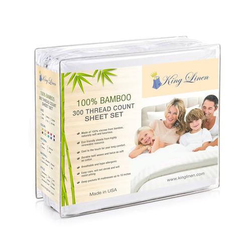 100% Bamboo Sheet Set Inserts | Product packaging contest