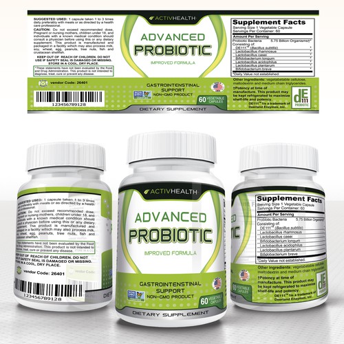 Create an attractive Probiotic Supplement Bottle Label | Product label ...