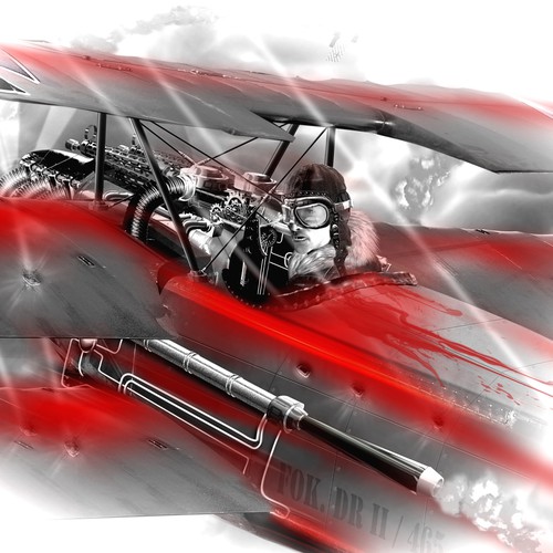 Badass Red Baron - WWI Fighter Pilot - Fighting Scene - Tattoo Design ...