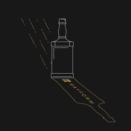 Create line art drawings of bottles/glasses making a caustic effect ...