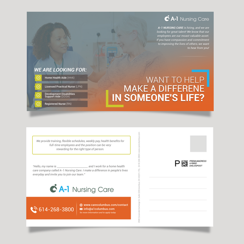 Designs | Recruitment Postcard from Current Employee Perspective ...