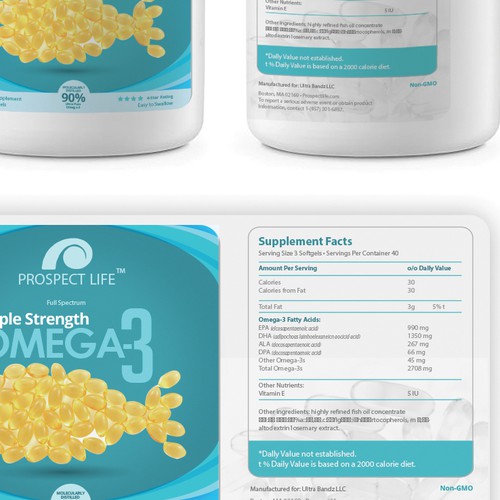 Prospect Life Triple Strength Fish Oil bottle label design | Product ...