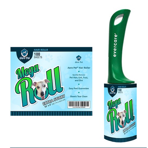 Create a professional yet playful lint roller label for Aero Pet ...
