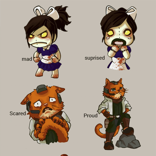 Create 3 Unique Video Game Inspired Cartoon Characters for Stickers in ...