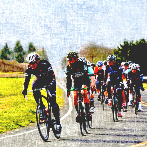 Create a stylized bicycle race art piece. Add your own creative flare ...