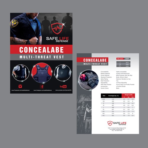 Design a Sales/Spec Sheet for Safe Life Defense Body Armor! High End ...
