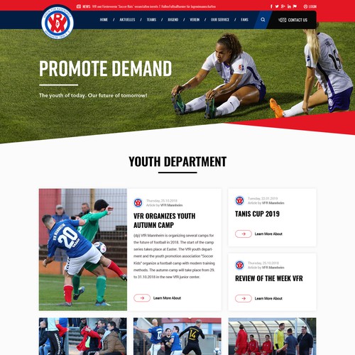 Designs | Create a Redesign for a Soccer Club Website | Web page design ...