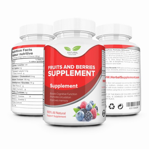 Herbal Supplements Bottle Label | Product packaging contest