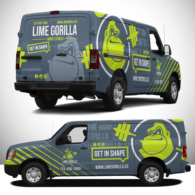 Lime Gorilla Mobile Fitness Van Wrap | Car, truck or van wrap contest