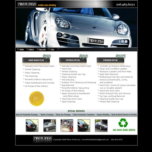 Auto Detailing Website | Web page design contest