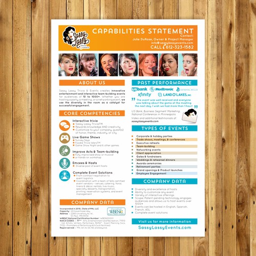 Design a one-sheet for an entertainment company (example provided ...