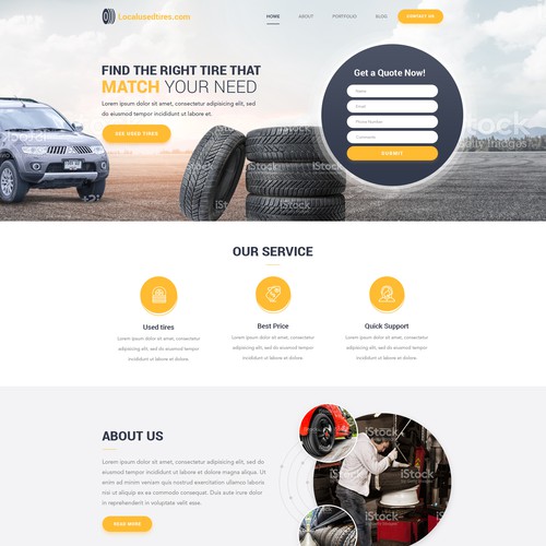 Used Tire Website | Landing page design contest