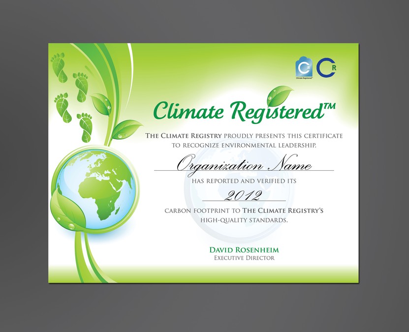 Create a certificate of achievement for The Climate Registry | Print or ...