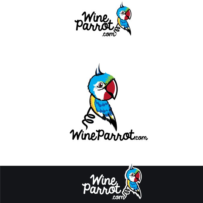 Cartoony logo featuring a parrot drinking wine! | Logo design contest
