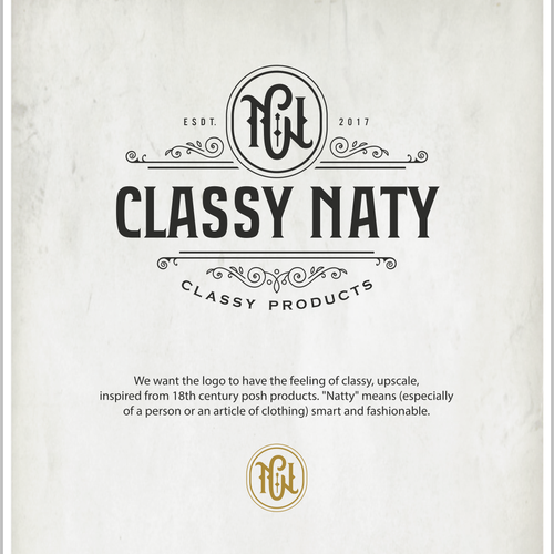 Classy Natty Logo, 18th century inspired posh products | Logo design ...