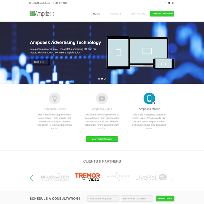 Create a sleek, modern site for Ampdesk | Web page design contest