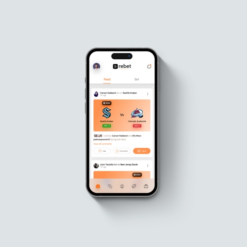 Designs | rebet: a social media betting platform | App design contest
