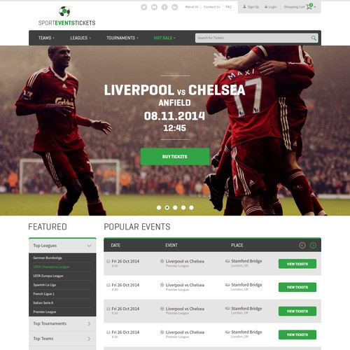 Sport Events Tickets E-Commerce Website | Web page design contest