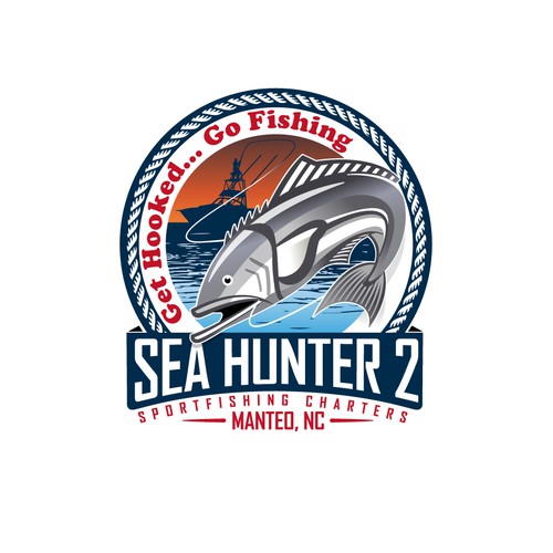 Create an eye-catching logo for a Charter fishing business on the Outer ...