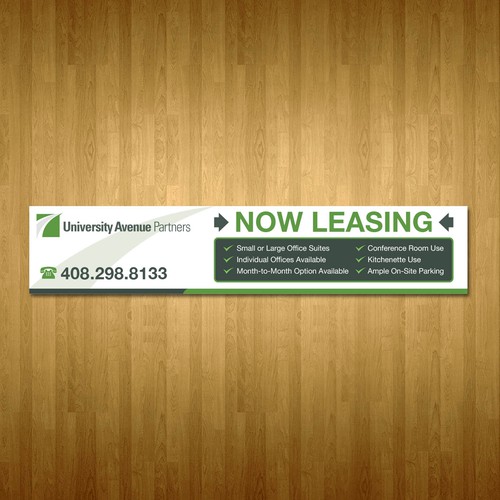 Create sleek leasing sign for modern office building. | Signage contest