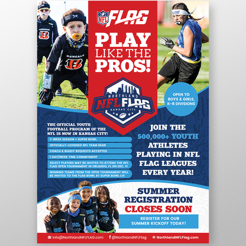 Designs | Exciting NFL FLAG Youth Football Flyer for Schools | Postcard ...