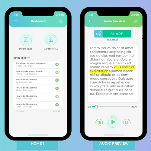 Design a simple and clean UI for a Text to Speech app | App design contest