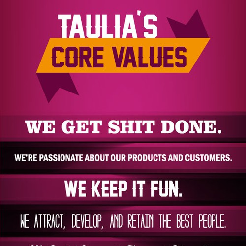 Create a poster to showcase our quirky corporate culture & core values ...