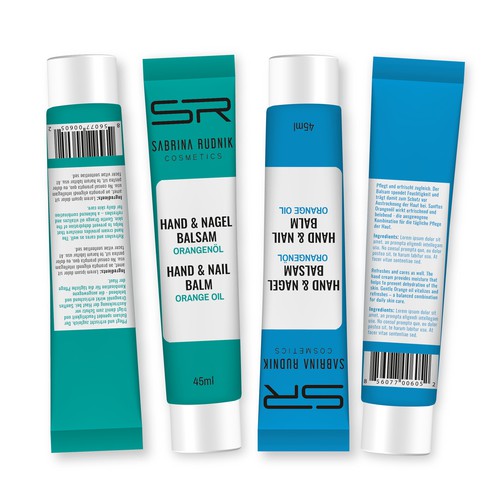 Create two luxurious hand balm tube (matt design, gender neutral ...