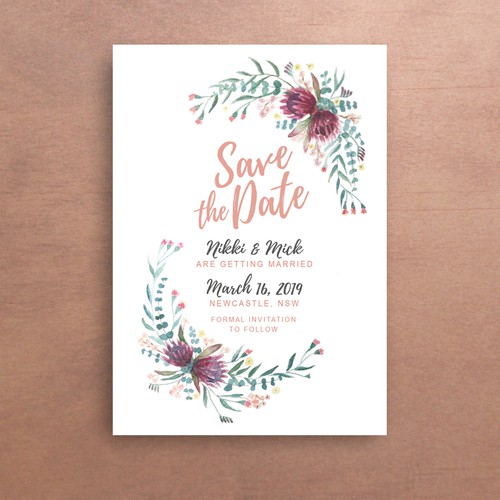 Australian Native Flower Inspired Wedding Invitation | Card or ...