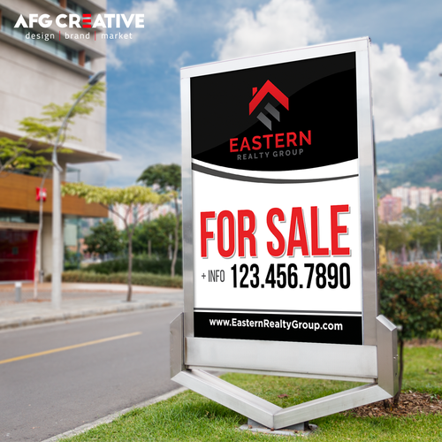 Eye catching and easy to read real estate lawn sign | Signage contest