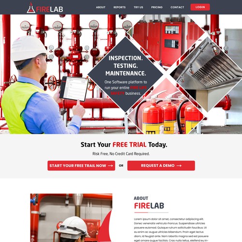 Designs | Design a modern landing page for our fire inspection software ...