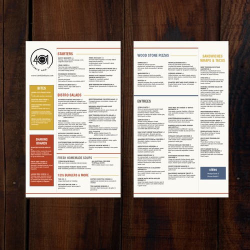 THE '401 TABLE AND TAP MENU DESIGN | Menu contest