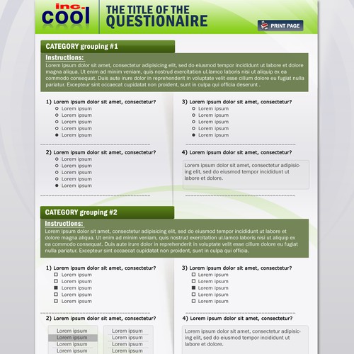 1 page printable interview/questionnaire web page - design only! | Web ...