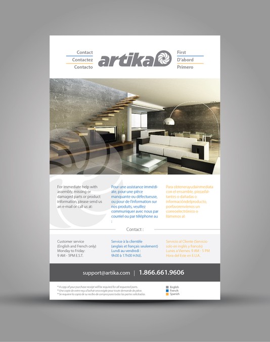 Create a customer service information flyer for retailed products ...