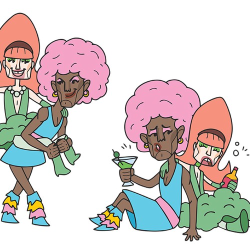 Illustrating two sassy and hilarious semi-professional drag queens ...