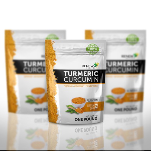 Seeking a Modern & Clean Turmeric Stand-up Pouch Design | Product ...
