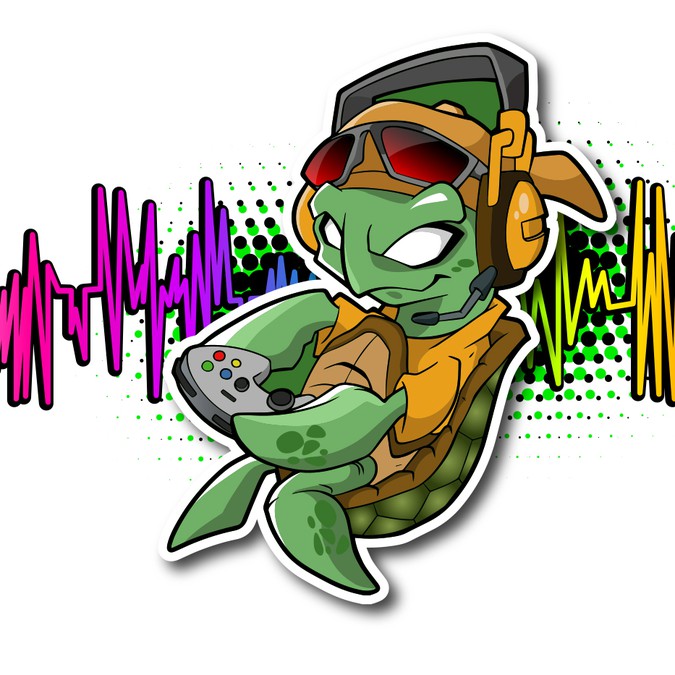 Character Art - Sea Turtle Gamer wearing Headphones | Illustration or ...
