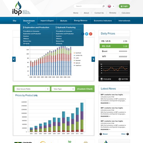 Redesign for an economic information system website | Web page design ...