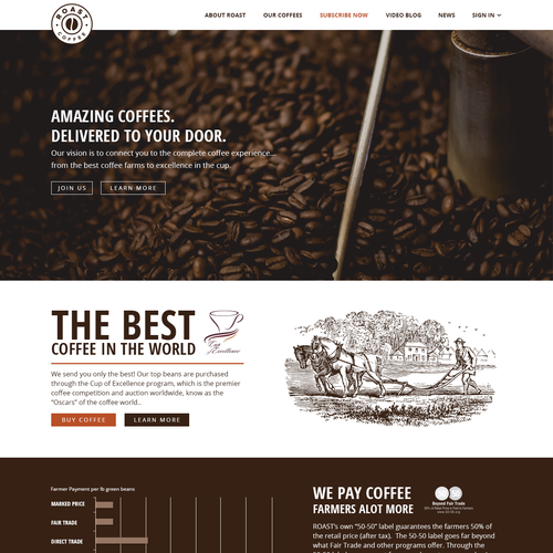 Design website for new global coffee company "Roast.com" | Web page ...