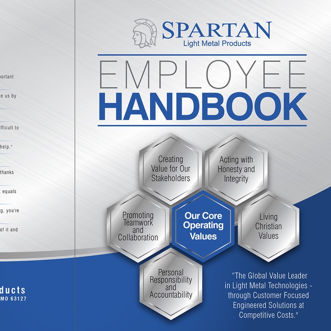Spartan Light Metal Product Employee Handbook Front and Back Cover ...