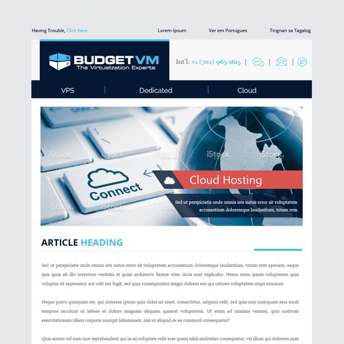 Create an eye catching email newsletter for a technology company ...
