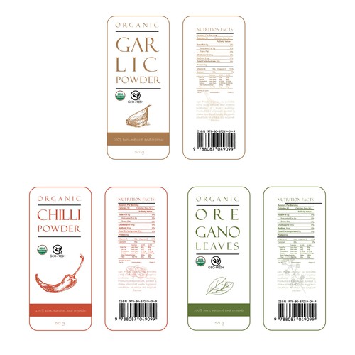 Organic spices Label | Product label contest