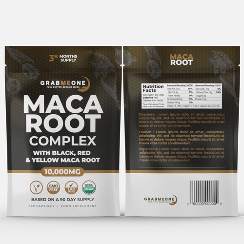 Designs | Design Stunning Maca Root Supplement Label for Pouch ...