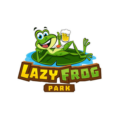 Create THE LAZY FROG, a memorable character logo for a food and beer ...