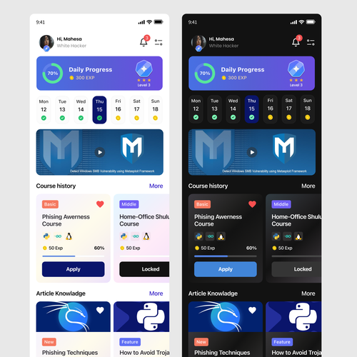 Designs | UI/UX Redesign for Cybersecurity Learning App – Intuition (4 ...