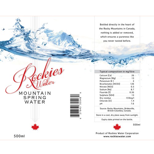 Designs | label for new Canadian Mountain Spring Water | Product label ...
