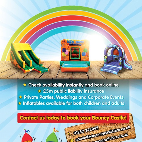 Fun yet informative flyer for JV Bouncy Castle Hire! | Postcard, flyer ...