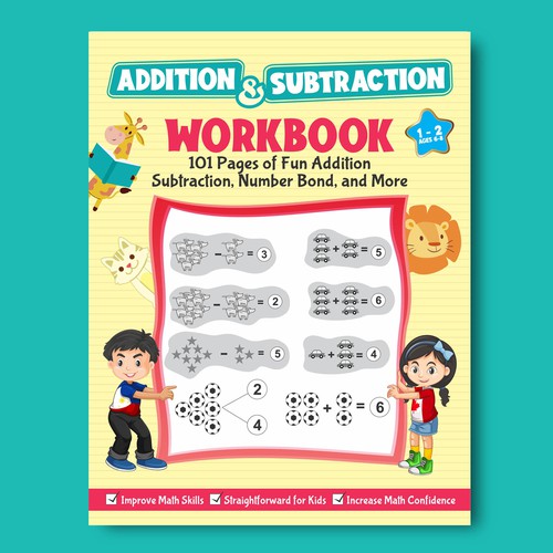 Designs | Fun design for kids math workbook | Book cover contest